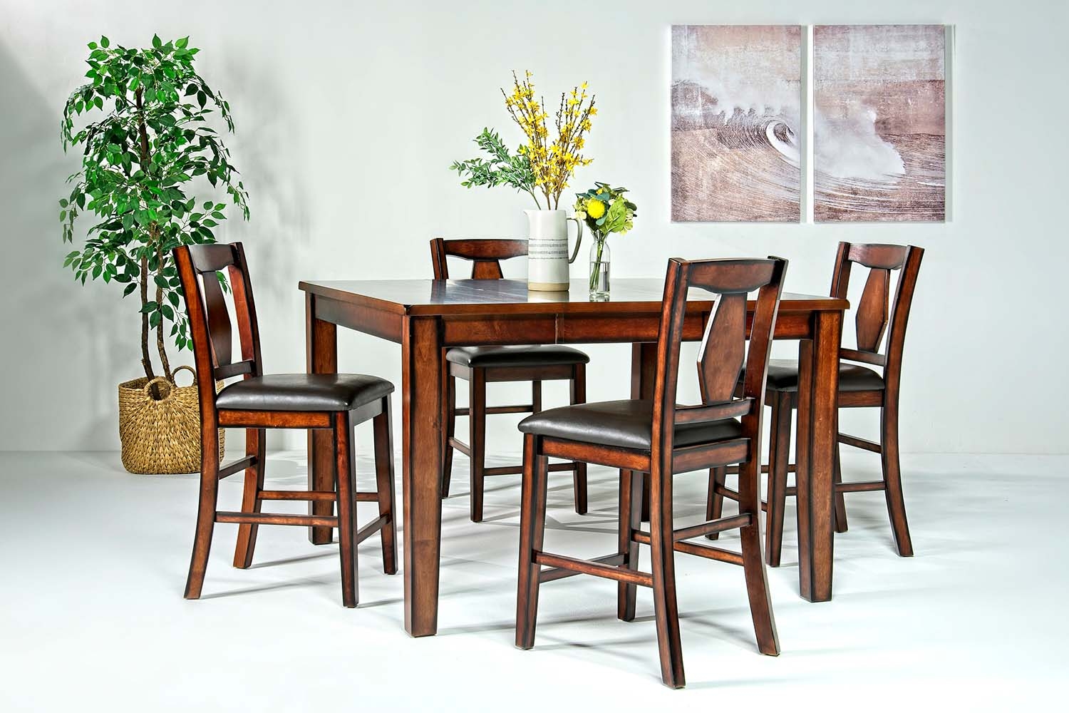 Napa Counter Height Extendable Dining Table 4 Stools in Brown