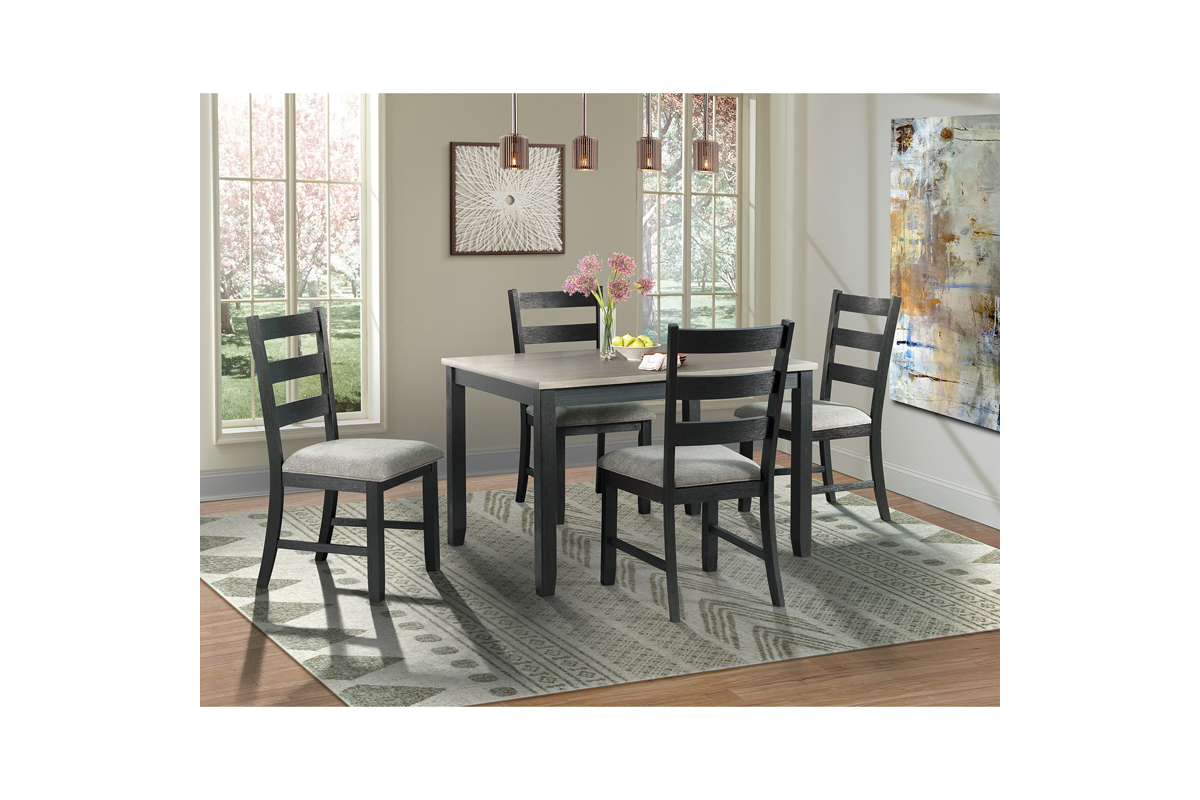 Kona Dining Table & 4 Chairs in Gray | Dining Room Sets | Dining Room