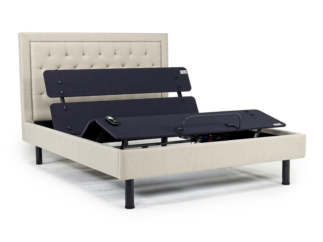 Duo Linen Foundation Bed in Natural, Queen | Beds | Bedroom