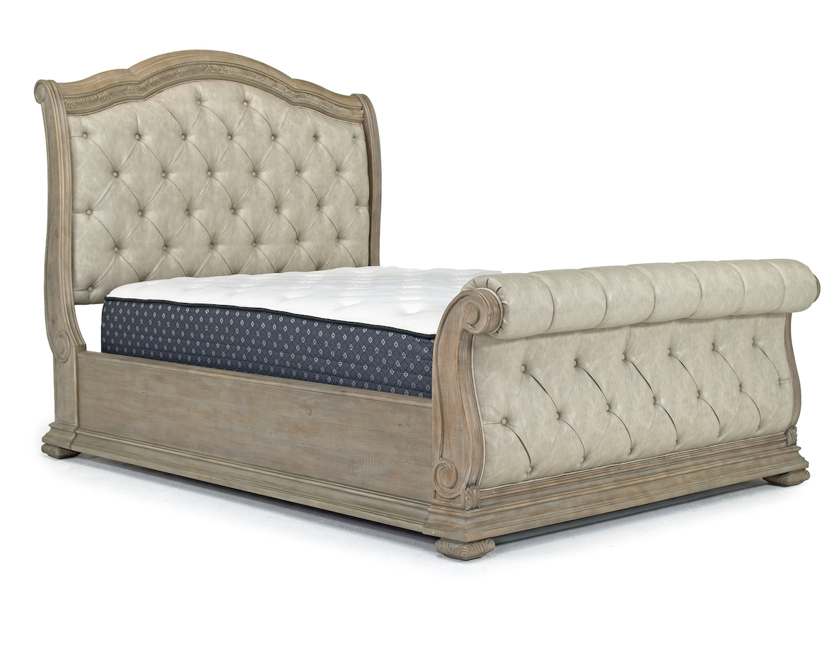 Durango Upholstered Sleigh Bed in Fawn Queen Beds Bedroom