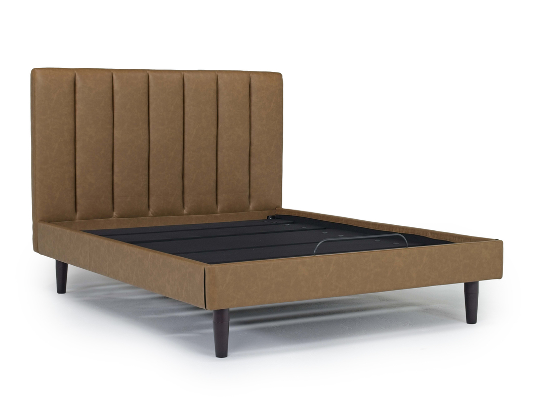 Gavin Upholstered Adjustable Foundation Bed in Brown, Queen