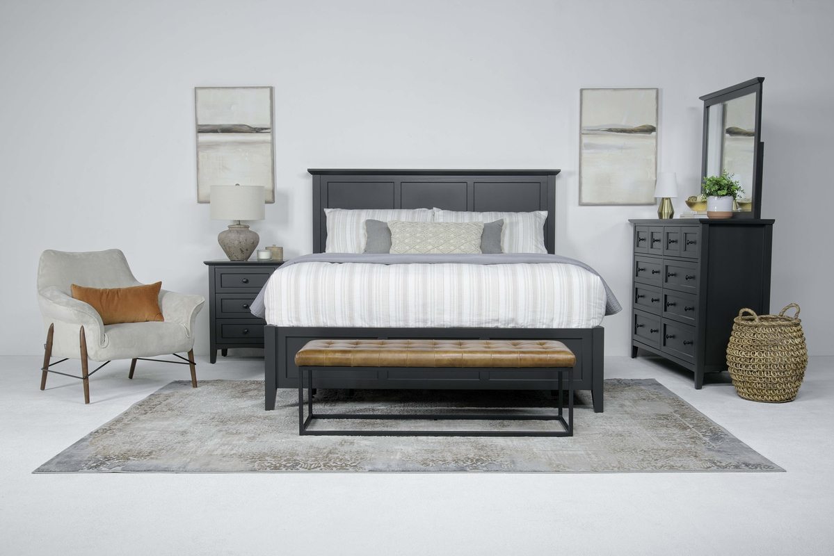 Grace Panel Bed, Dresser and Mirror in Raven | Bedroom Sets | Bedroom
