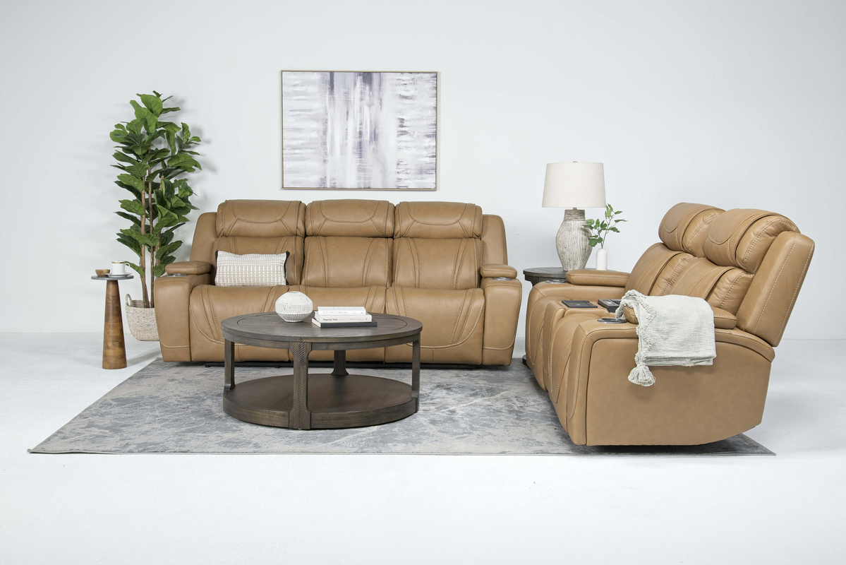 Max 2 Power Sofa Console Loveseat in Aline Timber