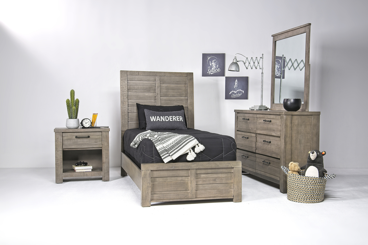Ruff Hewn Panel Bed in Gray, Twin | Beds | Bedroom
