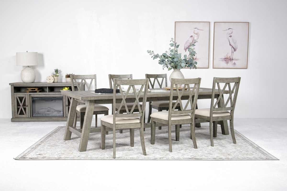 Telluride Dining Table & 6 Chairs in Driftwood | Mor Furniture