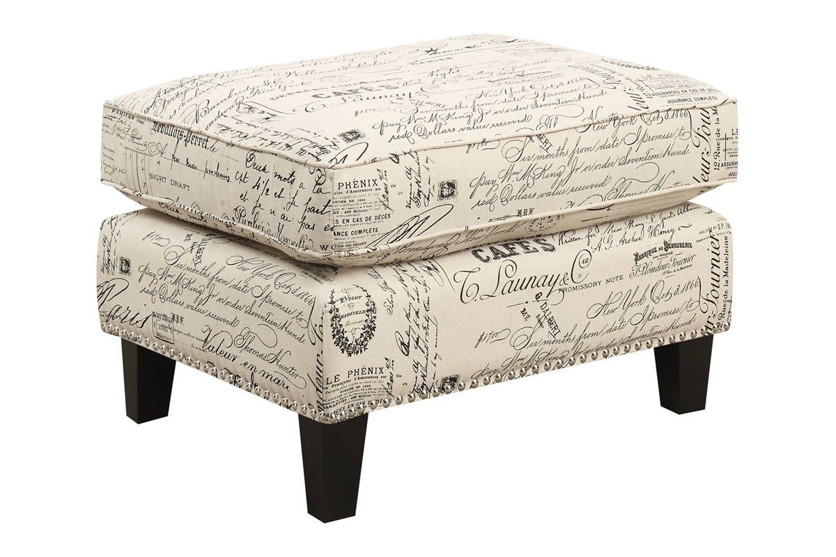 Emery Ottoman in French Script | Ottomans | Living Room