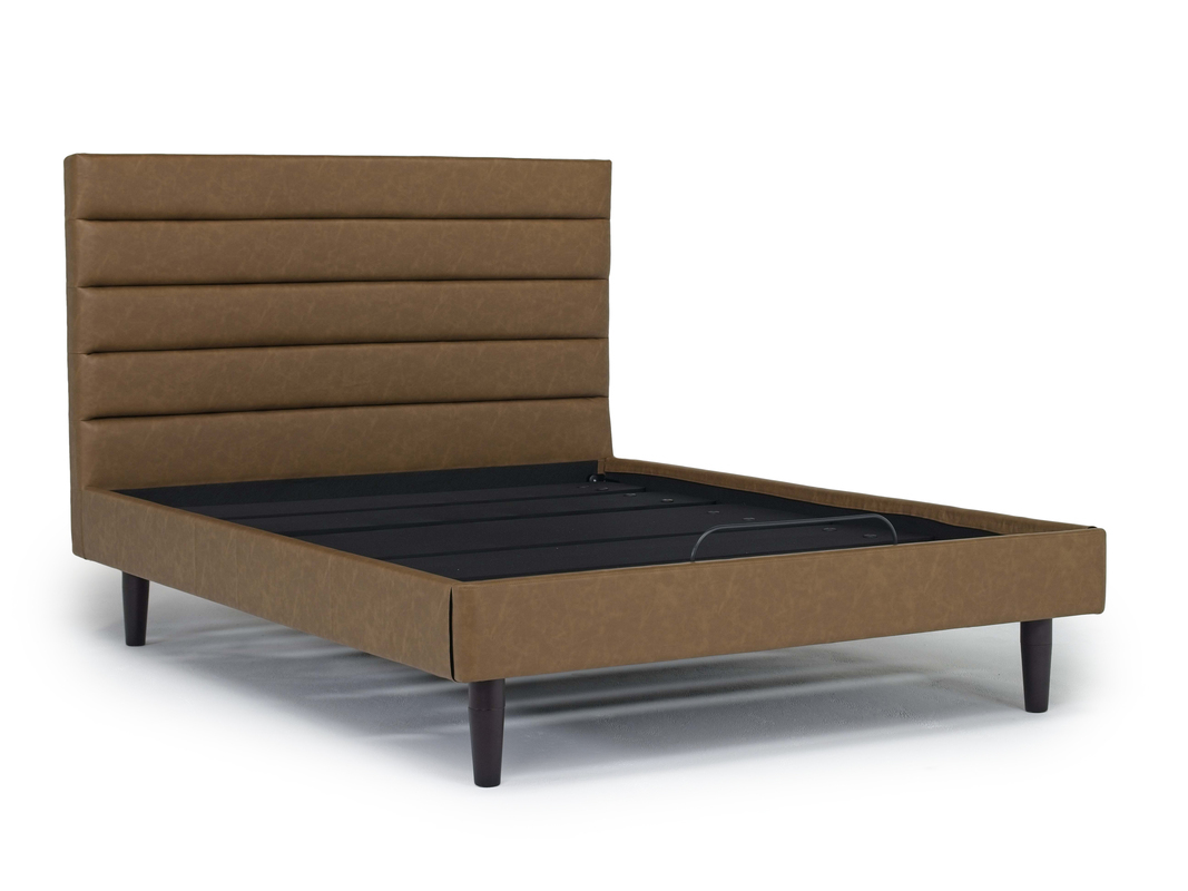 Vista Foundation Upholstered Bed in Brown, Full | Beds | Bedroom