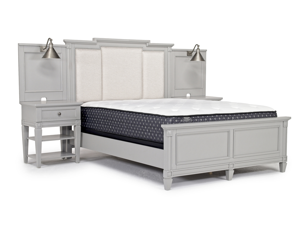 Willowbrook Upholstered Wall Bed in Pebble, Queen | Beds | Bedroom